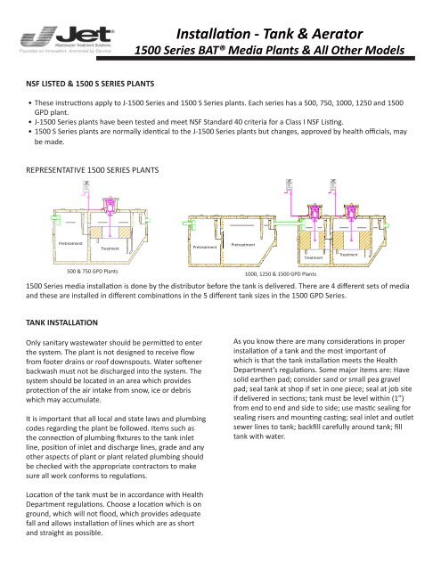 Installation - Tank & Aerator - Jet, Inc.