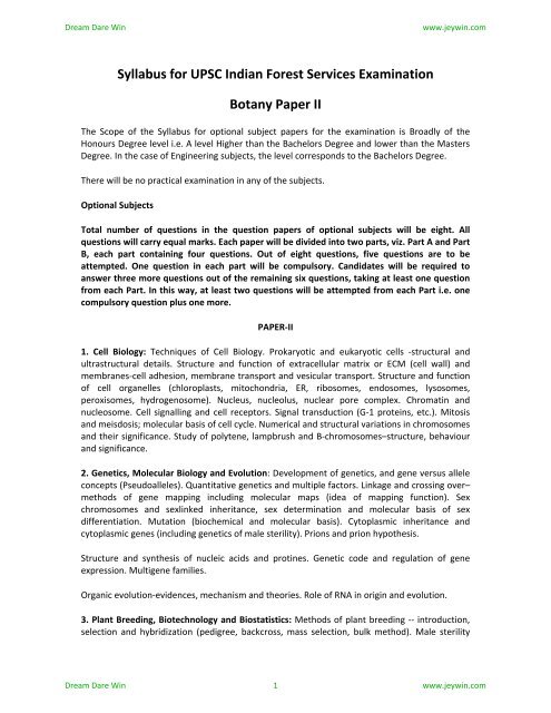 Botany Paper II - Jeywin