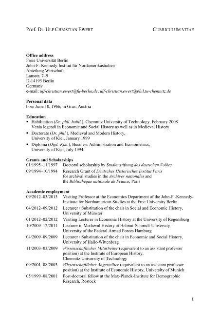 Prof. Dr. ULF CHRISTIAN EWERT - John-F.-Kennedy-Institut fÃ¼r ...