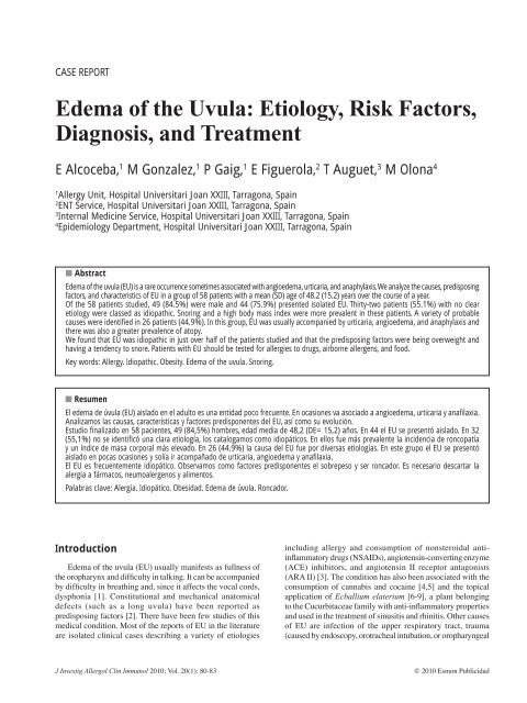 Edema of the Uvula: Etiology, Risk Factors, Diagnosis, and Treatment