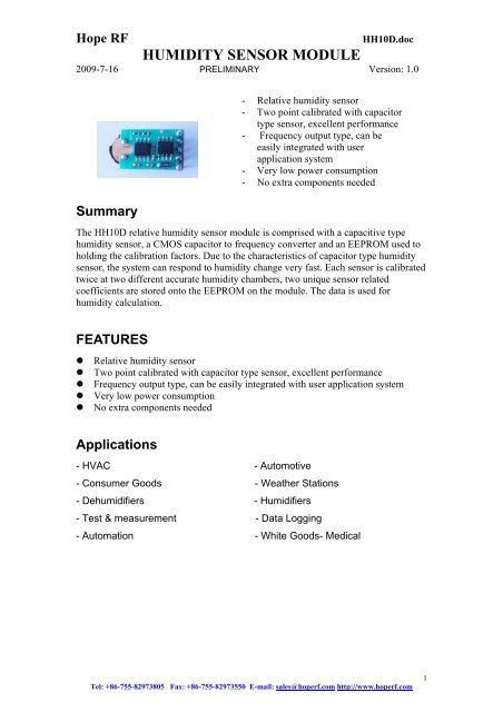 HUMIDITY SENSOR MODULE
