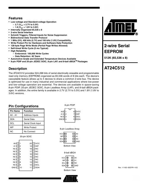 2-wire Serial EEPROM AT24C512