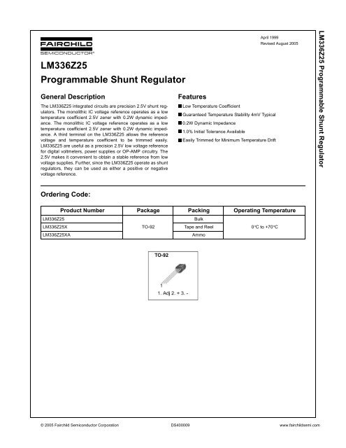 LM336Z25 Programmable Shunt Regulator - Produktinfo.conrad.com