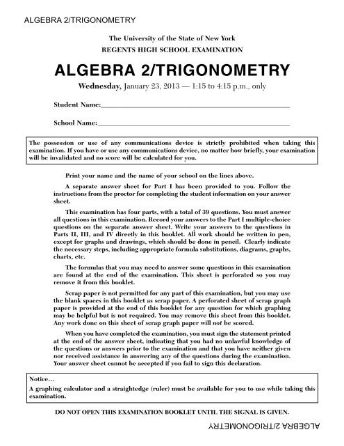 ALGEBRA 2/TRIGONOMETRY - JMap
