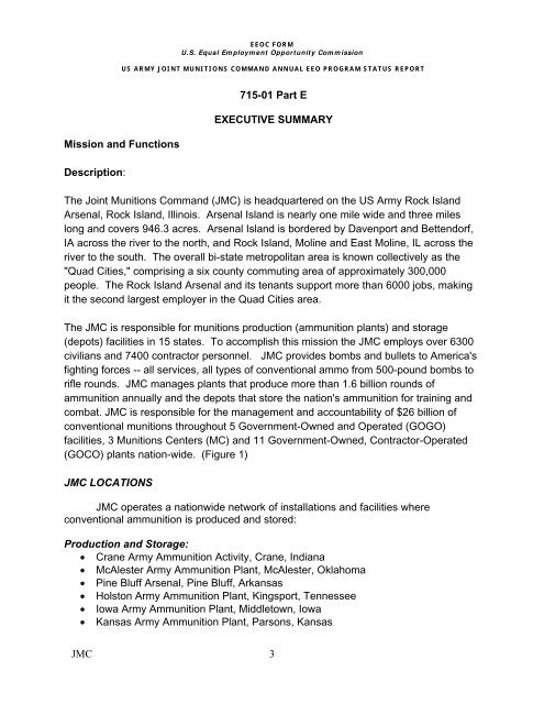 715-01 Part E EXECUTIVE SUMMARY Mission ... - JMC - U.S. Army