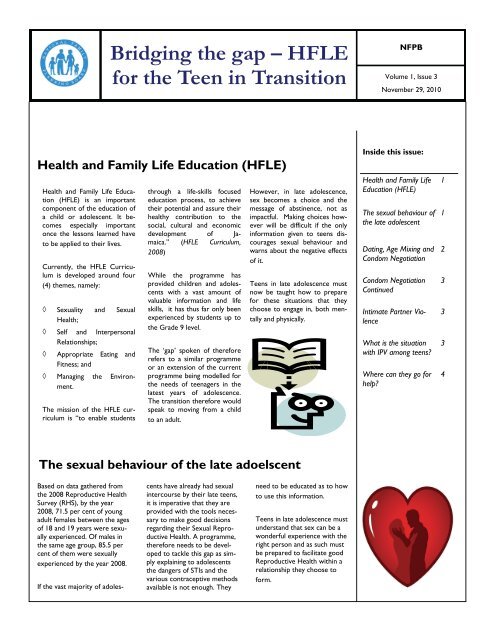 Bridging the gap â HFLE for the Teen in Transition - National Family ...