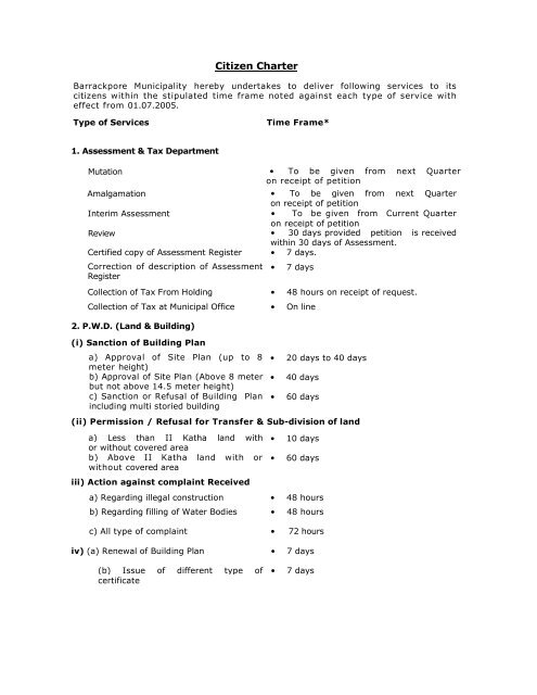 Citizen Charter.pdf - JNNURM West Bengal