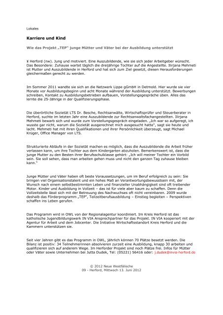 Karriere und Kind - Jobcenter Herford