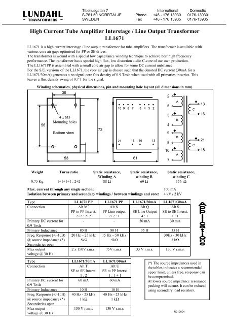 High Current Tube Amplifier Interstage / Line Output Transformer ...