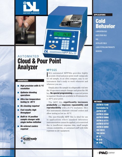 AutoMAted cloud & pour point Analyzer - John Morris Scientific