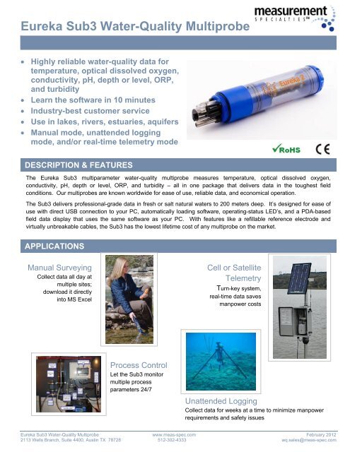 Eureka Sub3 Water-Quality Multiprobe - Measurement Specialties, Inc.