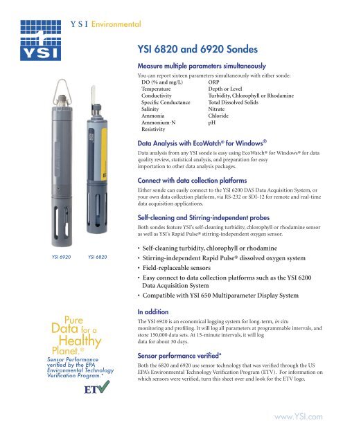 YSI 6820 and 6920 Sondes