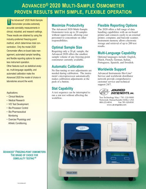 advanced Â® 2020 multi-sample osmometer proven results with ...