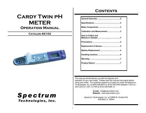 Cardy Twin pH Meter Operation Manual (PDF) - John Morris Scientific