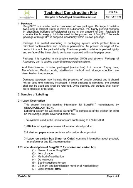 Technical Construction File - Joint - biomateriali per l'ortopedia