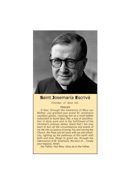 prayer-card - Saint Josemaria Escriva