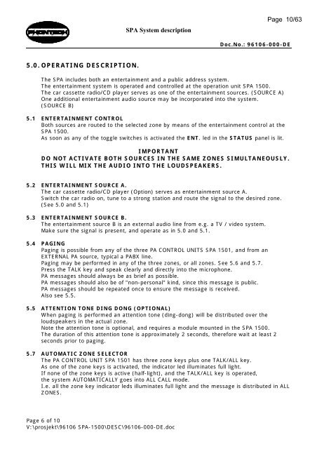 SPA System description Pa