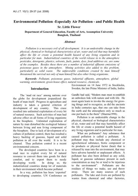 Environmental Pollution and Public health - AU Journal