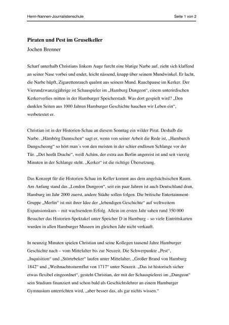Piraten und Pest im Gruselkeller Jochen Brenner - Henri-Nannen ...