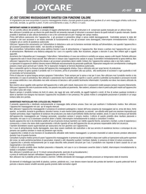 Scarica manuale in pdf - Joycare