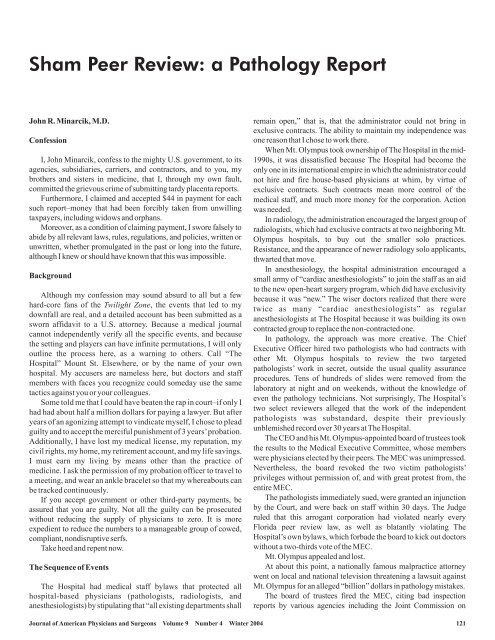 Sham Peer Review: a Pathology Report - Journal of the American ...