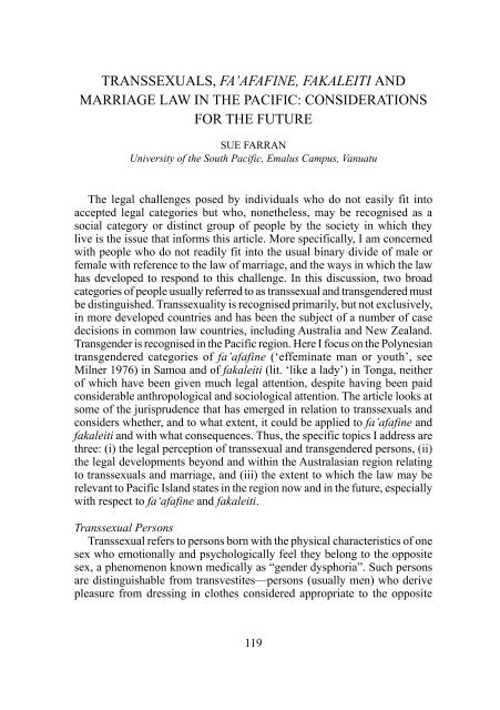 transsexuals, fa'afafine, fakaleiti - The Journal of the Polynesian ...