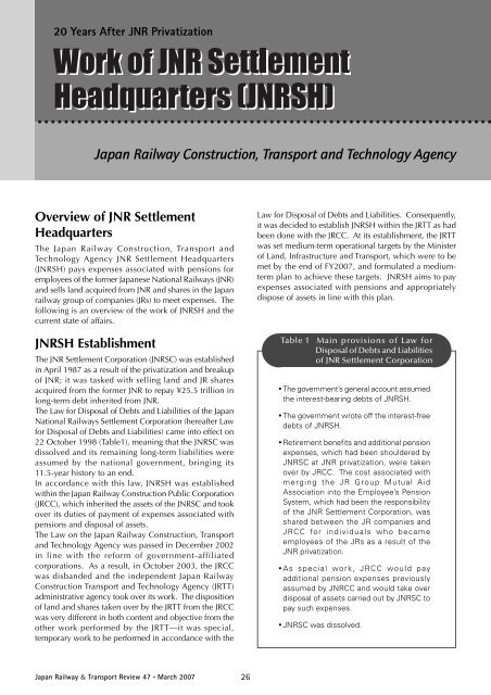 Japan Railway Construction, Transport and Technology ... - JRTR.net