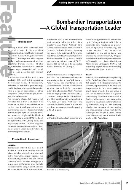 Bombardier Transportation â A Global Transportation ... - JRTR.net