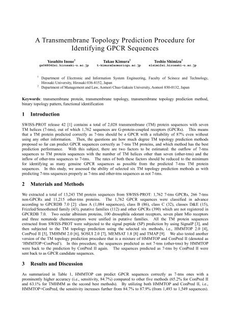 A Transmembrane Topology Prediction Procedure for Identifying ...