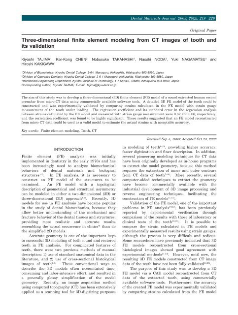 Three-dimensional finite element modeling from CT images of tooth ...