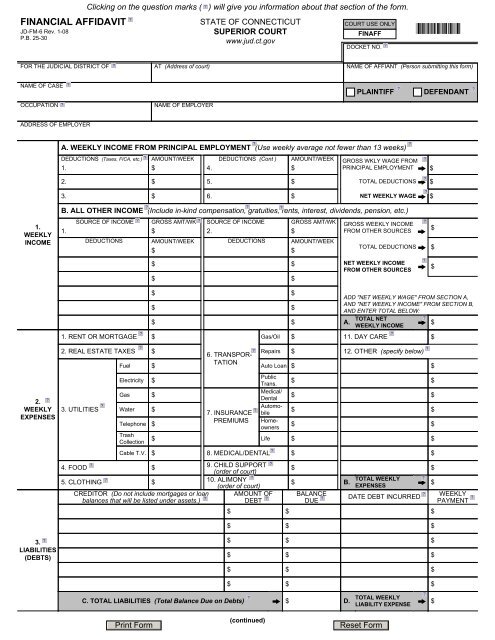 Financial Affidavit (JD-FM-6) - Connecticut Judicial Branch - CT.gov