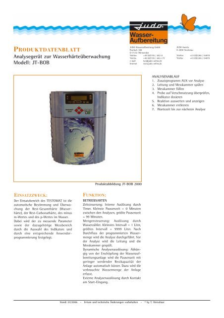 Produktdatenblatt JUDO TESTOMAT JT-BOB