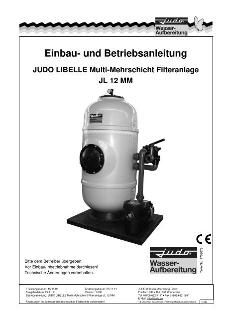 Einbau- und Betriebsanleitung - Judo Wasseraufbereitung GmbH