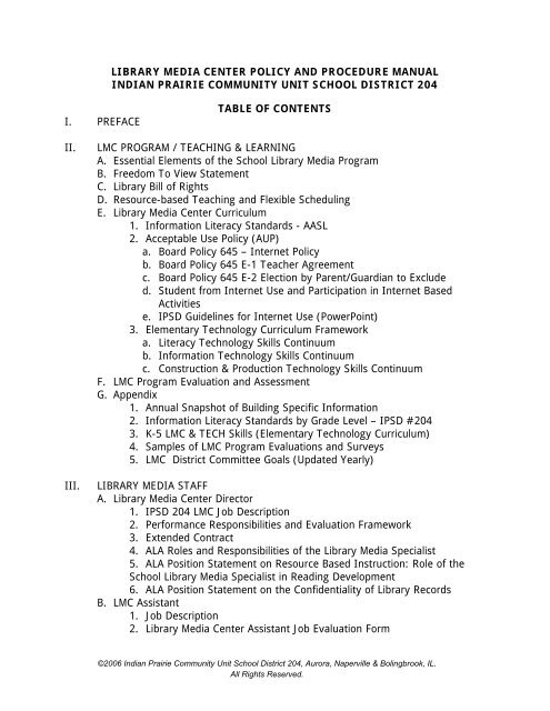 Library Media Center Policy and Procedure Manual