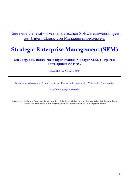 Strategic Enterprise Management - Juergen Daum