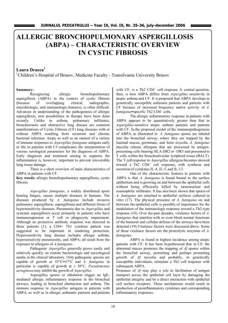 allergic bronchopulmonary aspergillosis (abpa) â characteristic