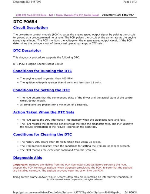 DTC P0654 - JustAnswer