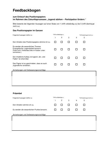 Feedbackbogen Magazine