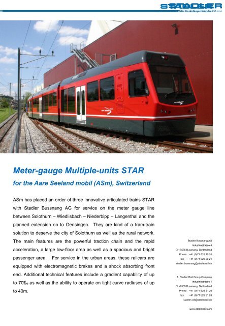 Meter-gauge Multiple-units STAR - Stadler