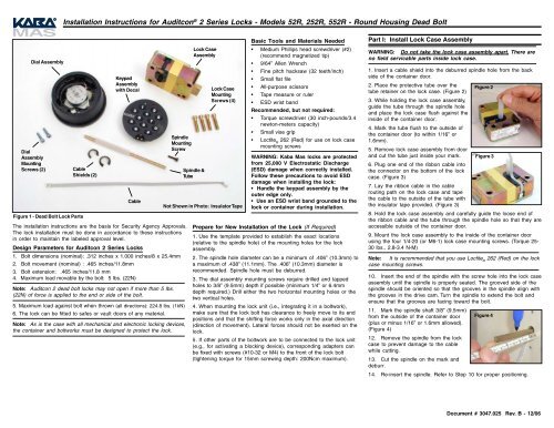 Installation Instructions for Auditcon® 2 Series Locks ... - Kaba