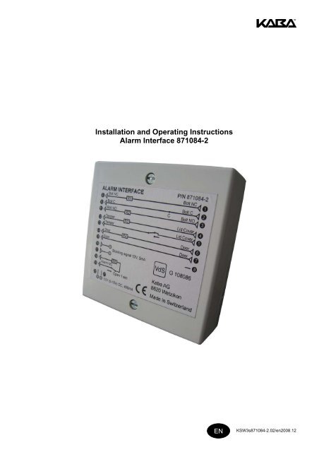 Installation and Operating Instructions - Kaba Mauer GmbH