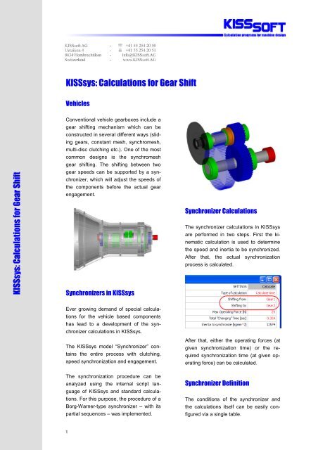 KISSsys: Calculations for Gear Shift