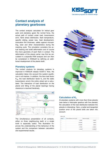 Tooth Contact Analysis for Planetary gears