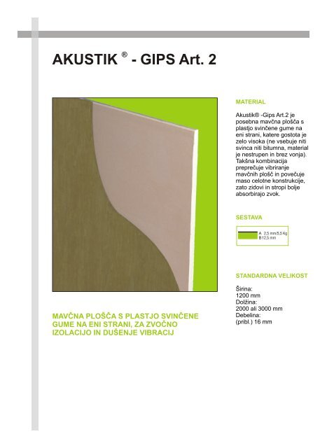 Akustik gips Art.2 PDF - montaze-sp.si
