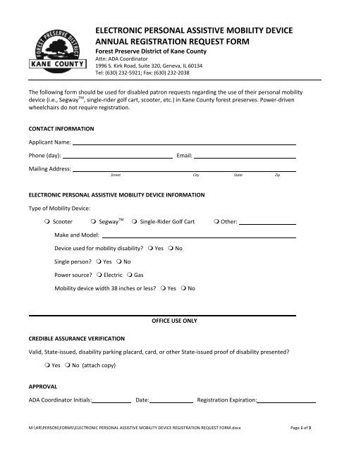 electronic personal assistive mobility device annual permit request ...