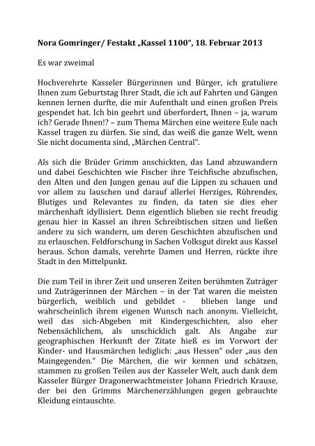 Festrede von Nora Gomringer - Kassel