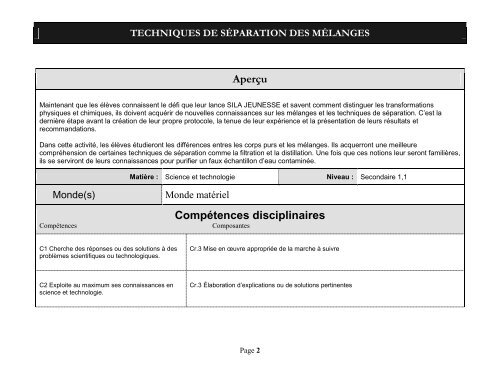 TECHNIQUES DE SÉPARATION