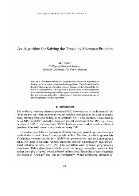 An Algorithm For Solving The Traveling Salesman Problem
