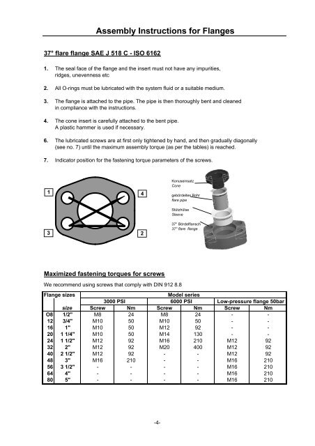 Assembly Instructions for Flanges
