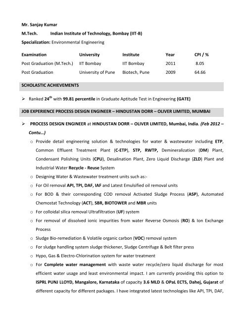 Mr. Sanjay Kumar M.Tech. Indian Institute of ... - KEC International Mr. Sanjay Kumar M.Tech. Indian Institute of ... - KEC International